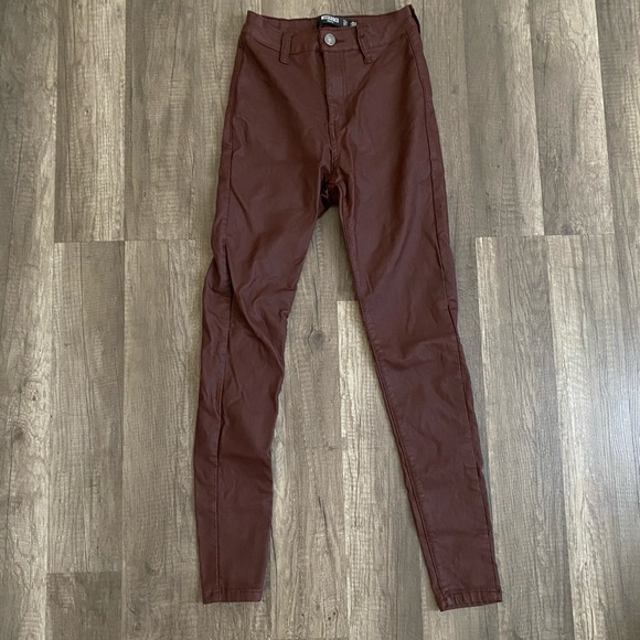 Missguided | Pants & Jumpsuits | Missguided Burgundy Leather Pants ...